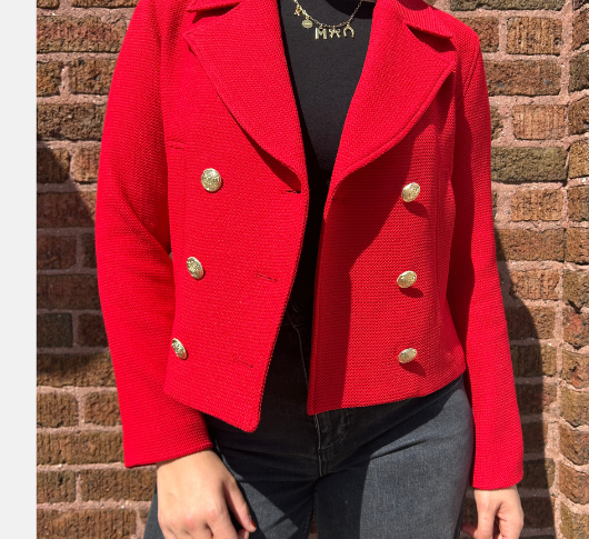 Elliot Lauren - Short Pique Double Breasted Jacket in Red – Sophia Lustig