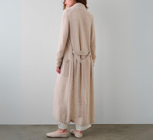 White + Warren - Long Cashmere Robe in Sand Wisp Heather – Sophia Lustig