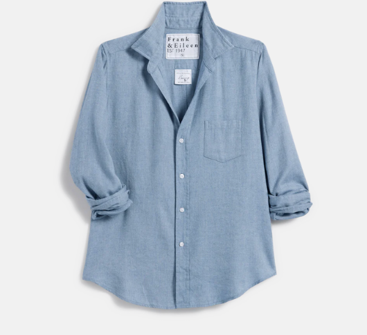 Frank & Eileen - Barry Tailored Herringbone Button Up Shirt in Blue ...